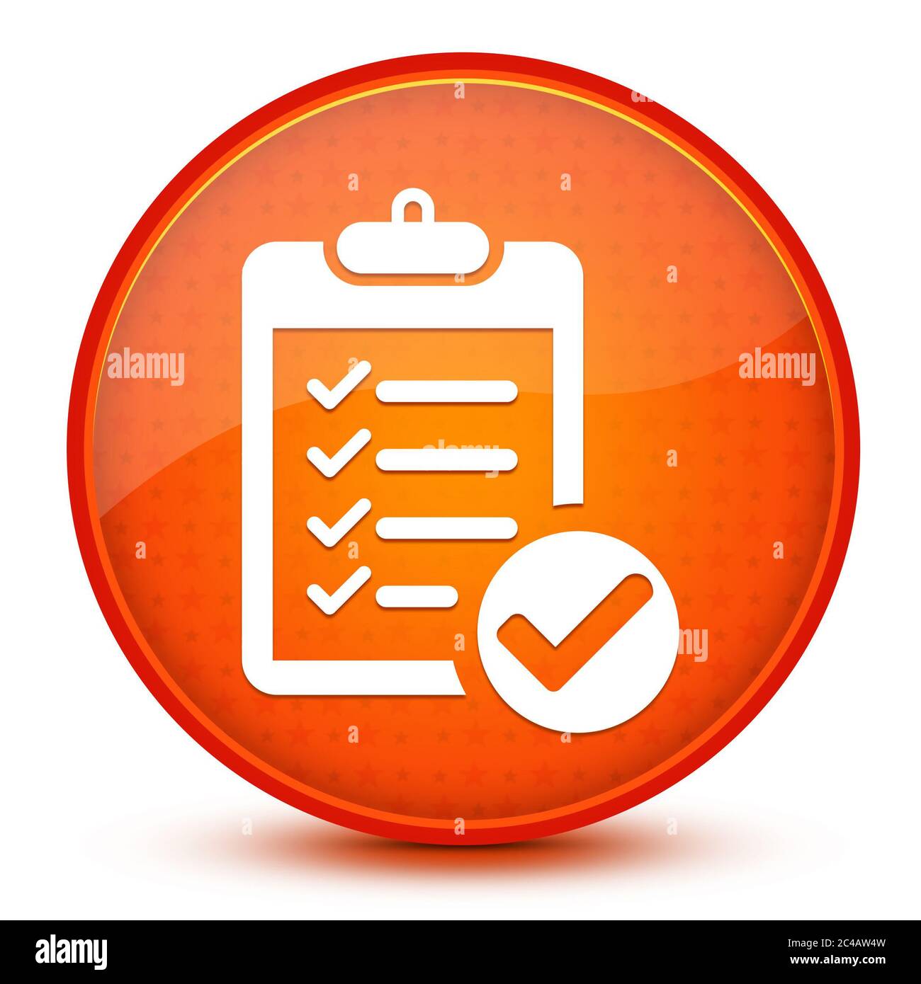 Checklist icon isolated on glossy star orange round button abstract ...