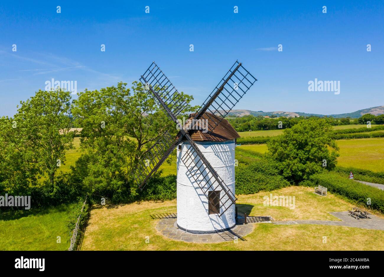 A general view of ashton Windmill in Somerset Stock Photo - Alamy