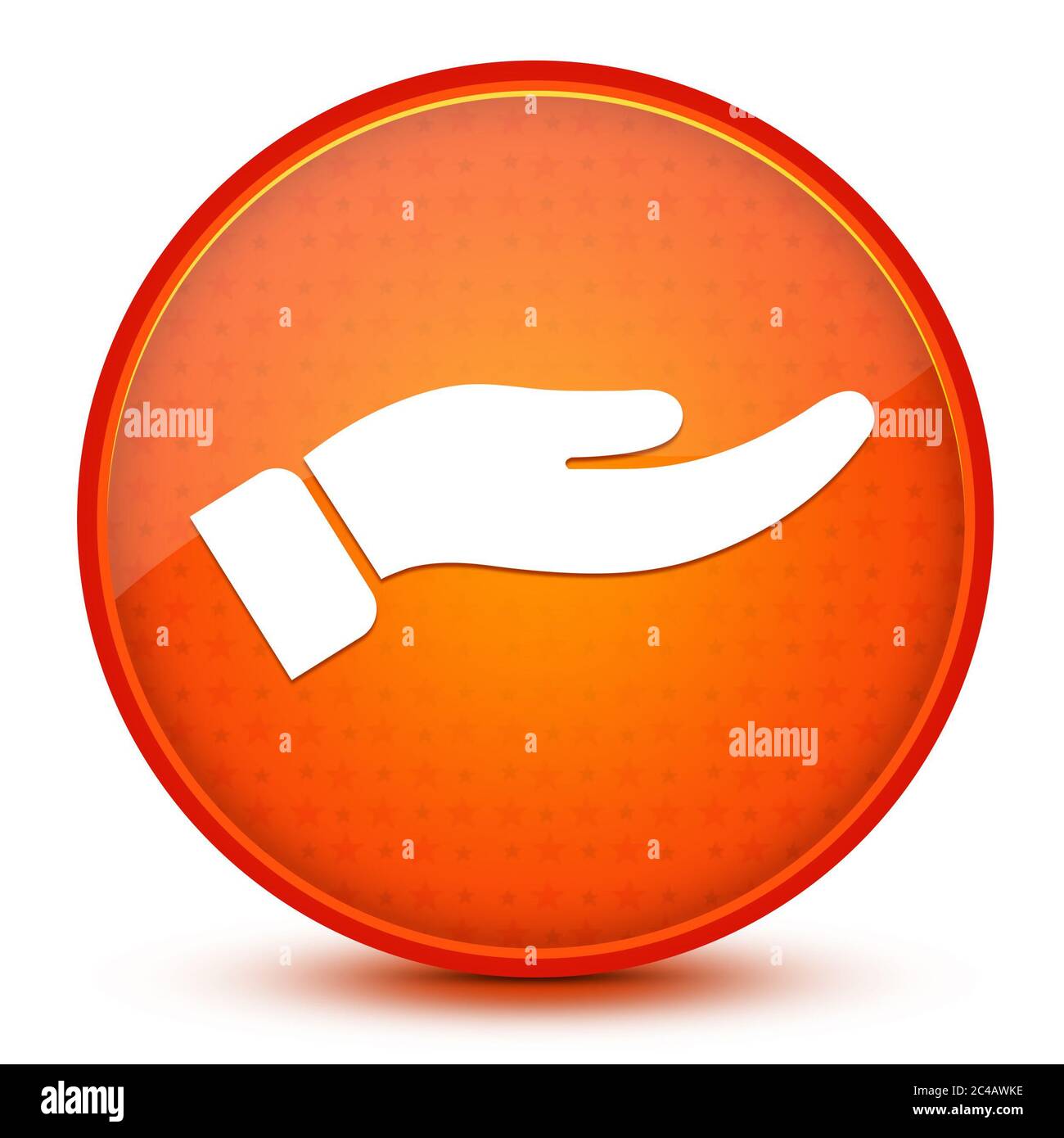 Hand icon isolated on glossy star orange round button illustration ...