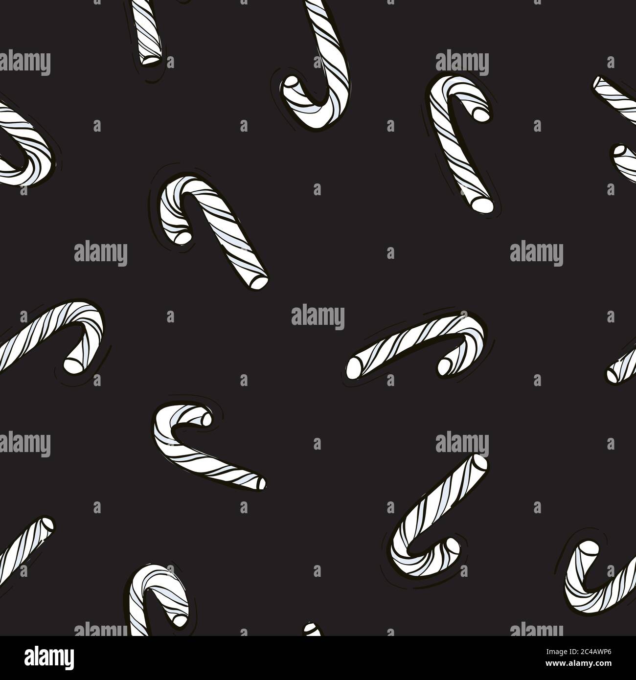 Christmas hand drawn cards with candy canes repetiotion pattern on ...