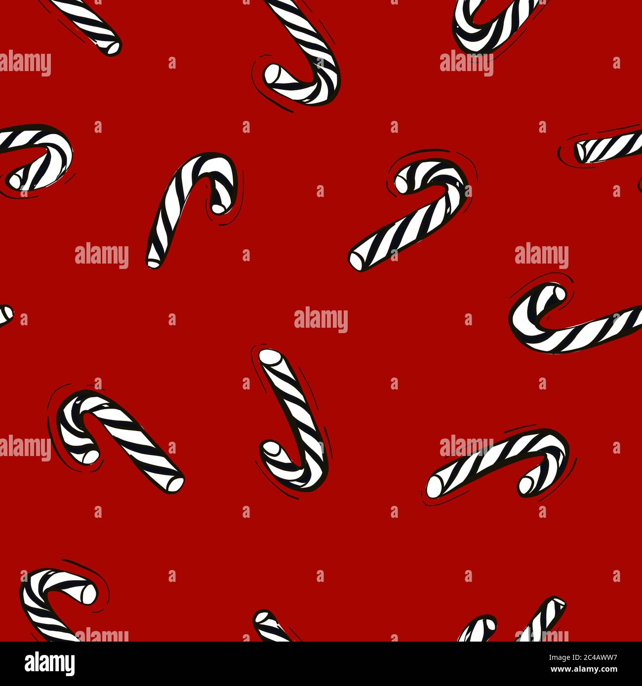 Christmas hand drawn cards with candy canes repetiotion pattern in red ...