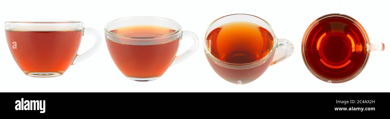 Cup of tea from different angles isolated on white background Stock ...