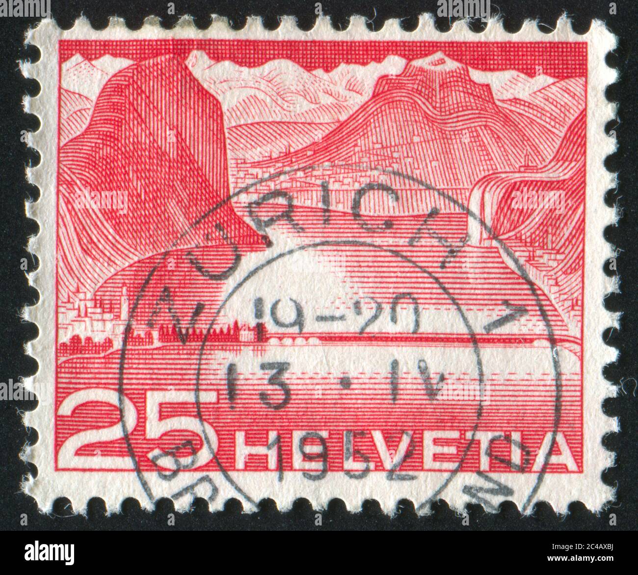 SWITZERLAND - CIRCA 1949: stamp printed by Switzerland, shows Lake Dam ...