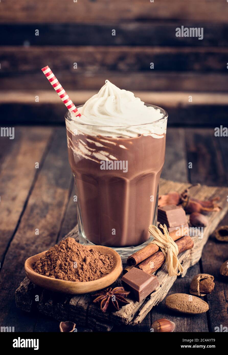 Chocolate milkshake with whipped cream Stock Photo - Alamy