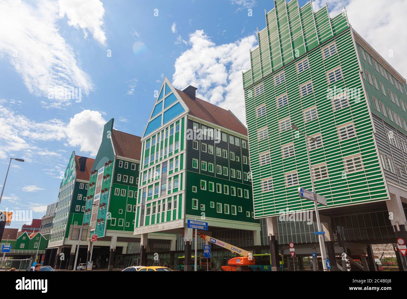 typical architecture of wooden multicolored houses in Zaandam ...