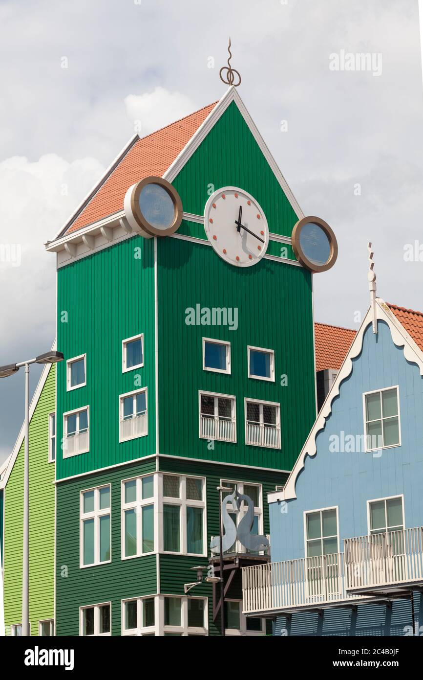 typical architecture of wooden multicolored houses in Zaandam ...