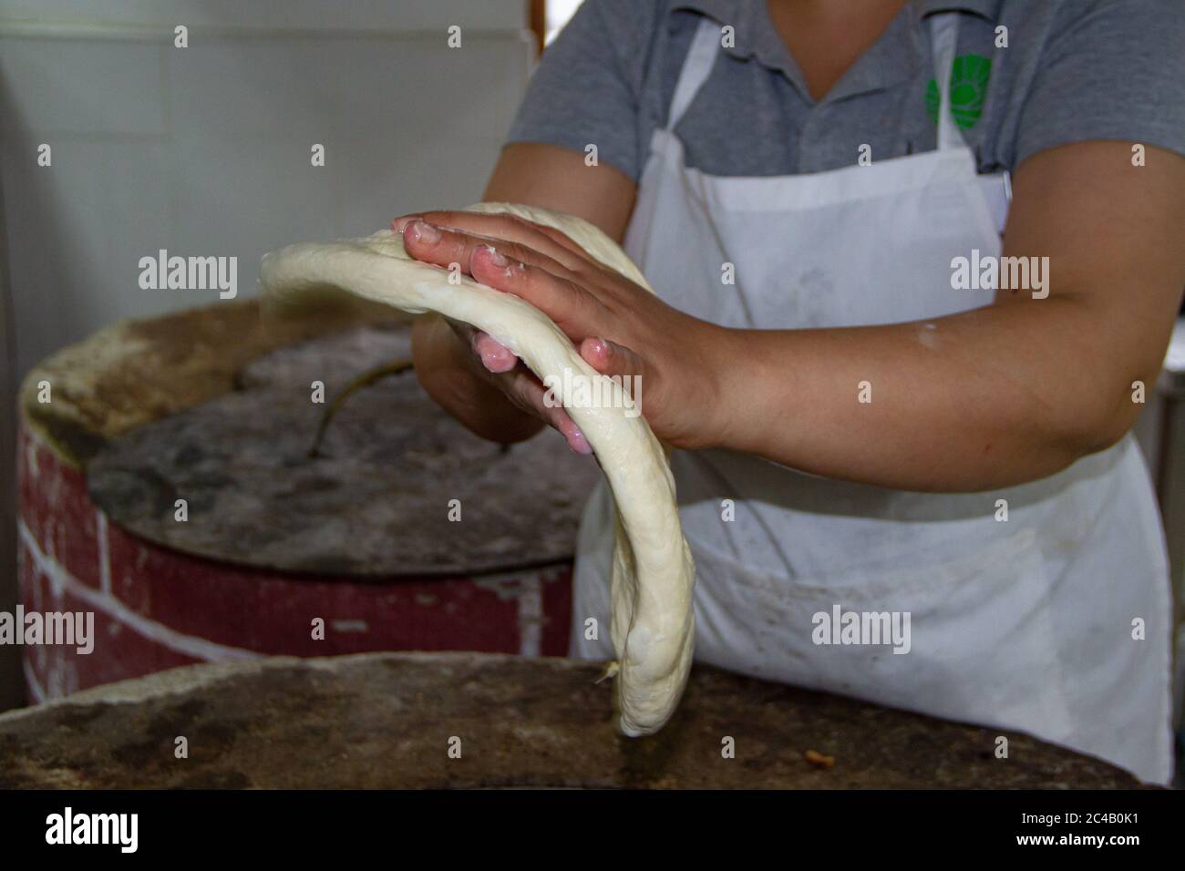 Traditional bread dough making process Stock Photo - Alamy