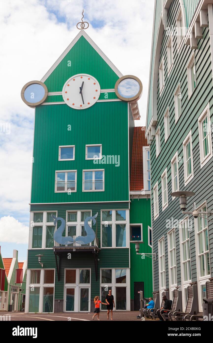 typical architecture of wooden multicolored houses in Zaandam ...