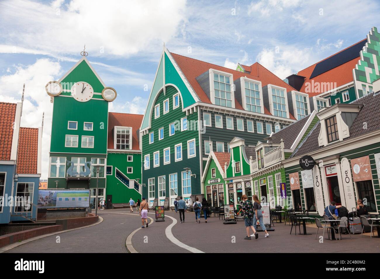 typical architecture of wooden multicolored houses in Zaandam ...