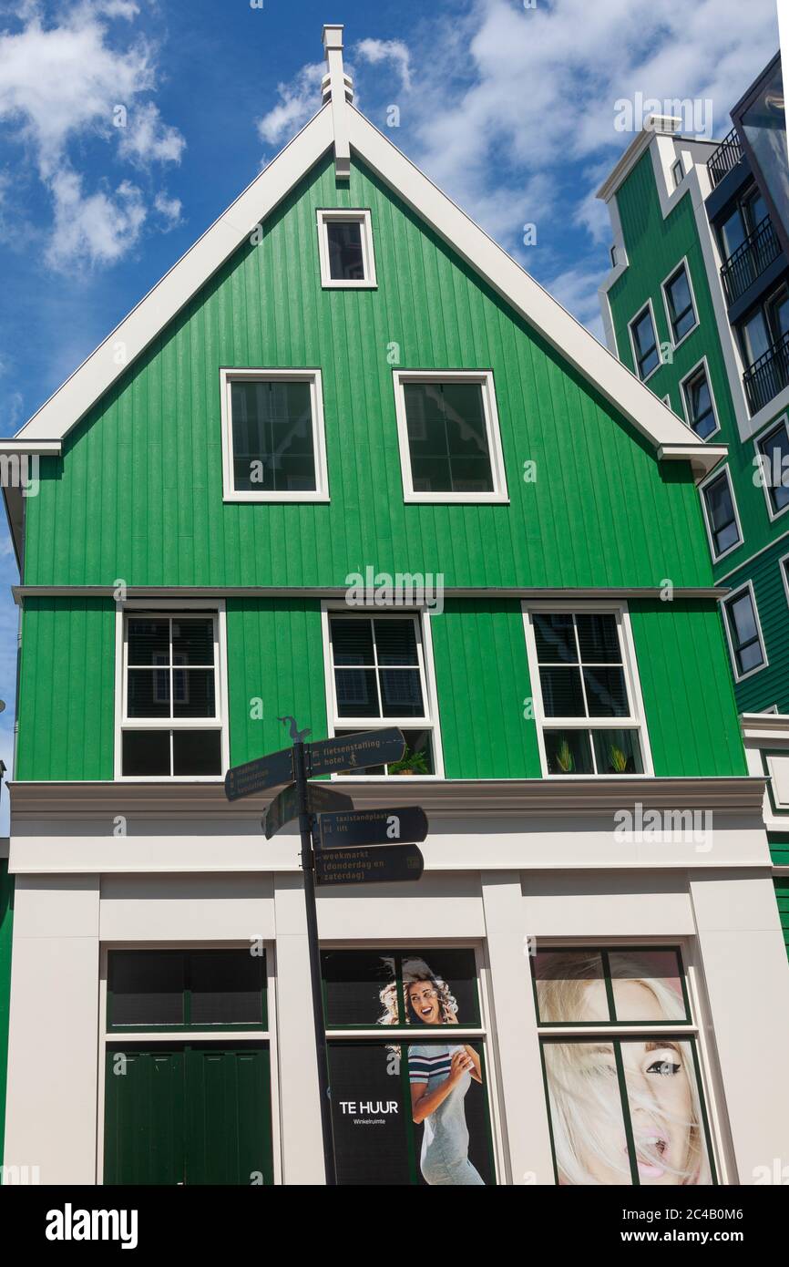 typical architecture of wooden multicolored houses in Zaandam ...