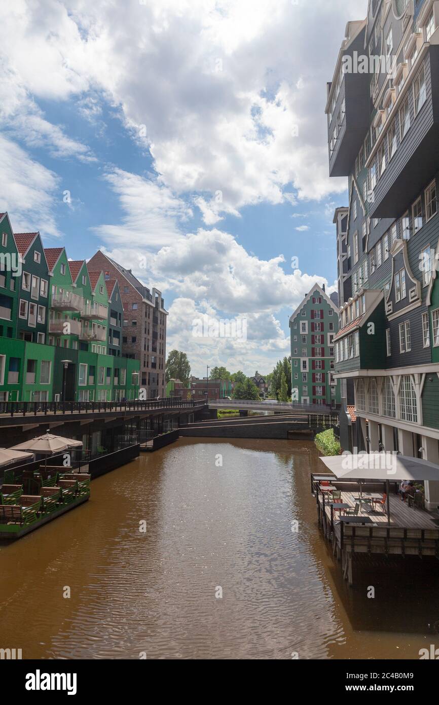 typical architecture of wooden multicolored houses in Zaandam ...