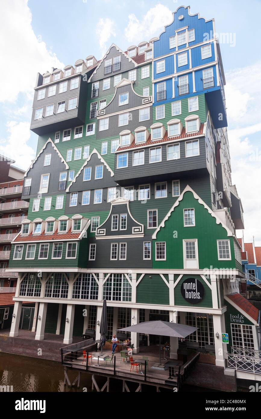 typical architecture of wooden multicolored houses in Zaandam ...