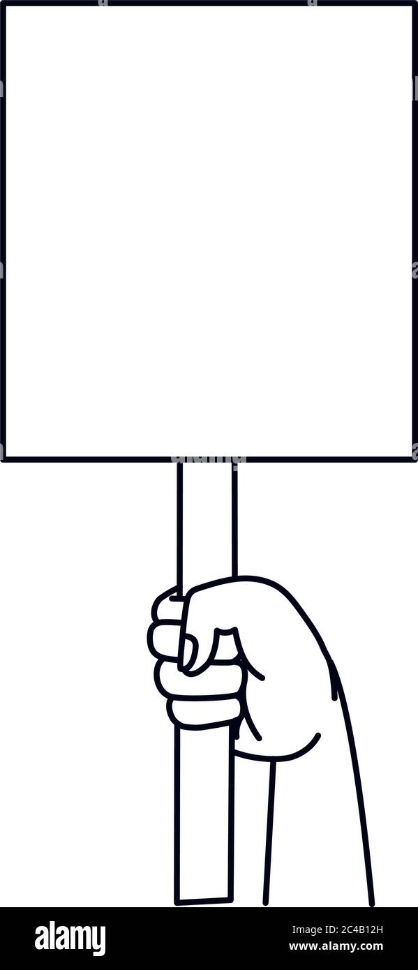 hand with banner board design, Manifestation protest and demonstration ...