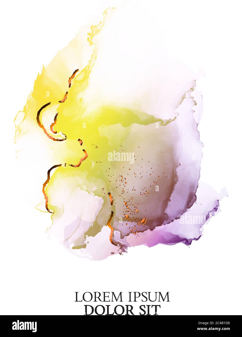 Flyer contrast yellow layout template with mixture of violet acrylic ...