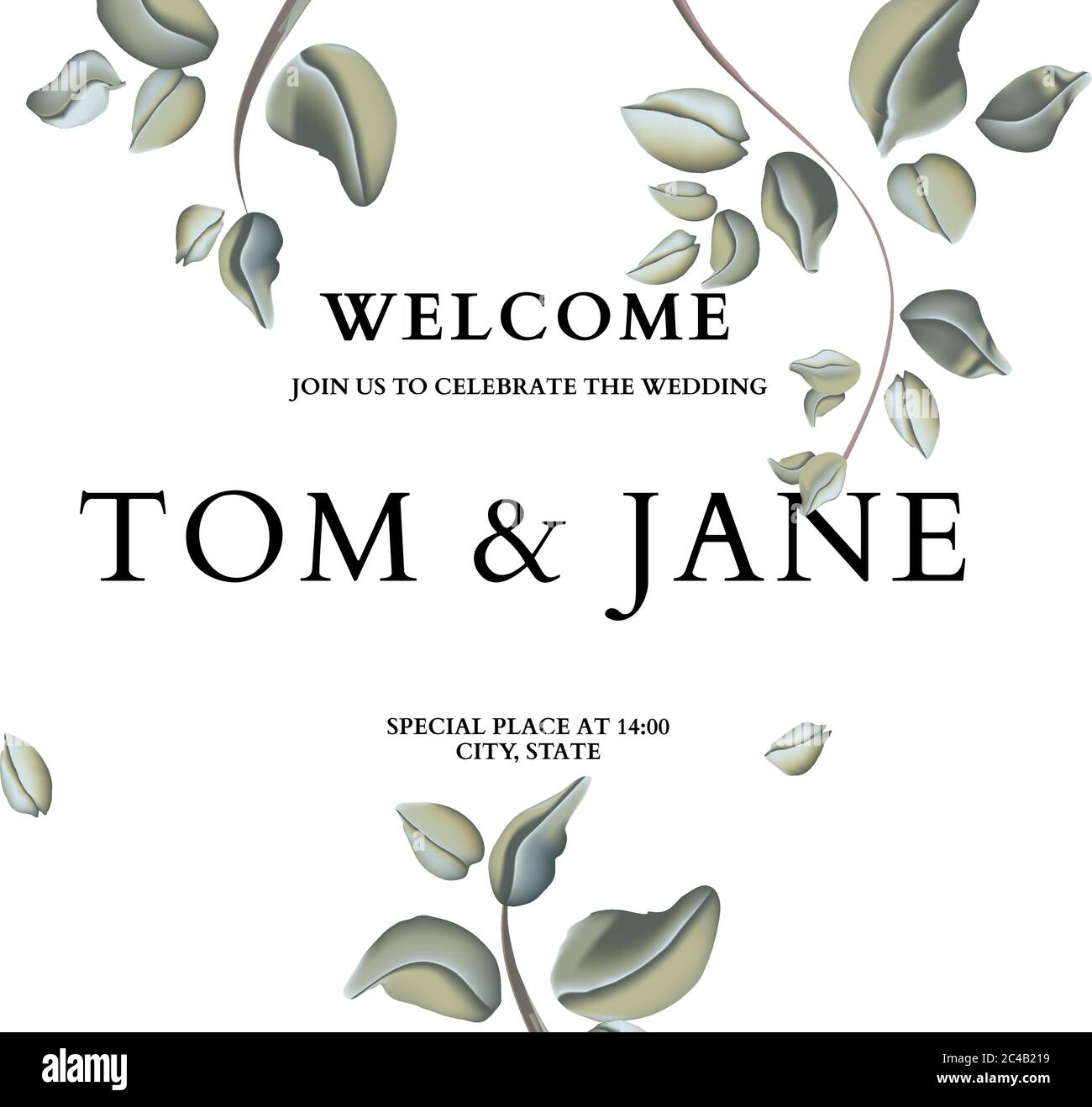 Greenery floral greeting card, invitation card template design in ...