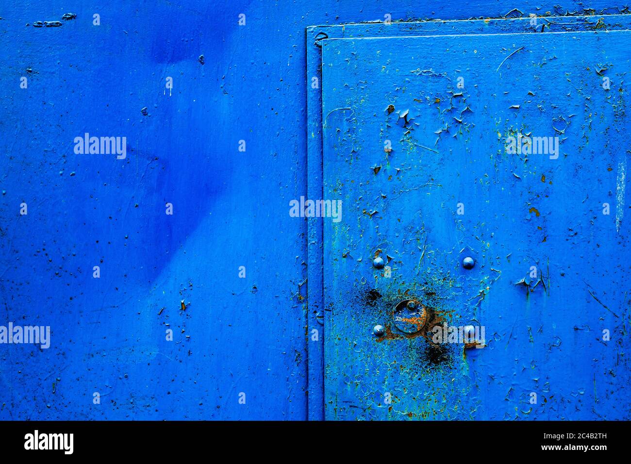 Bright blue rusty metal texture with details Stock Photo - Alamy