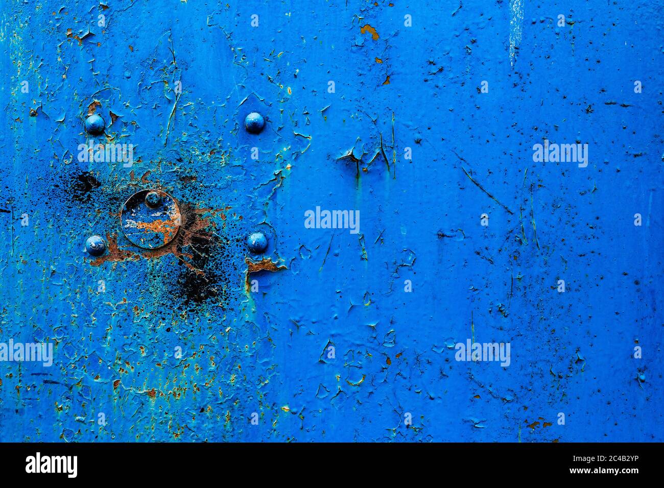 Bright blue rusty metal texture with details Stock Photo - Alamy