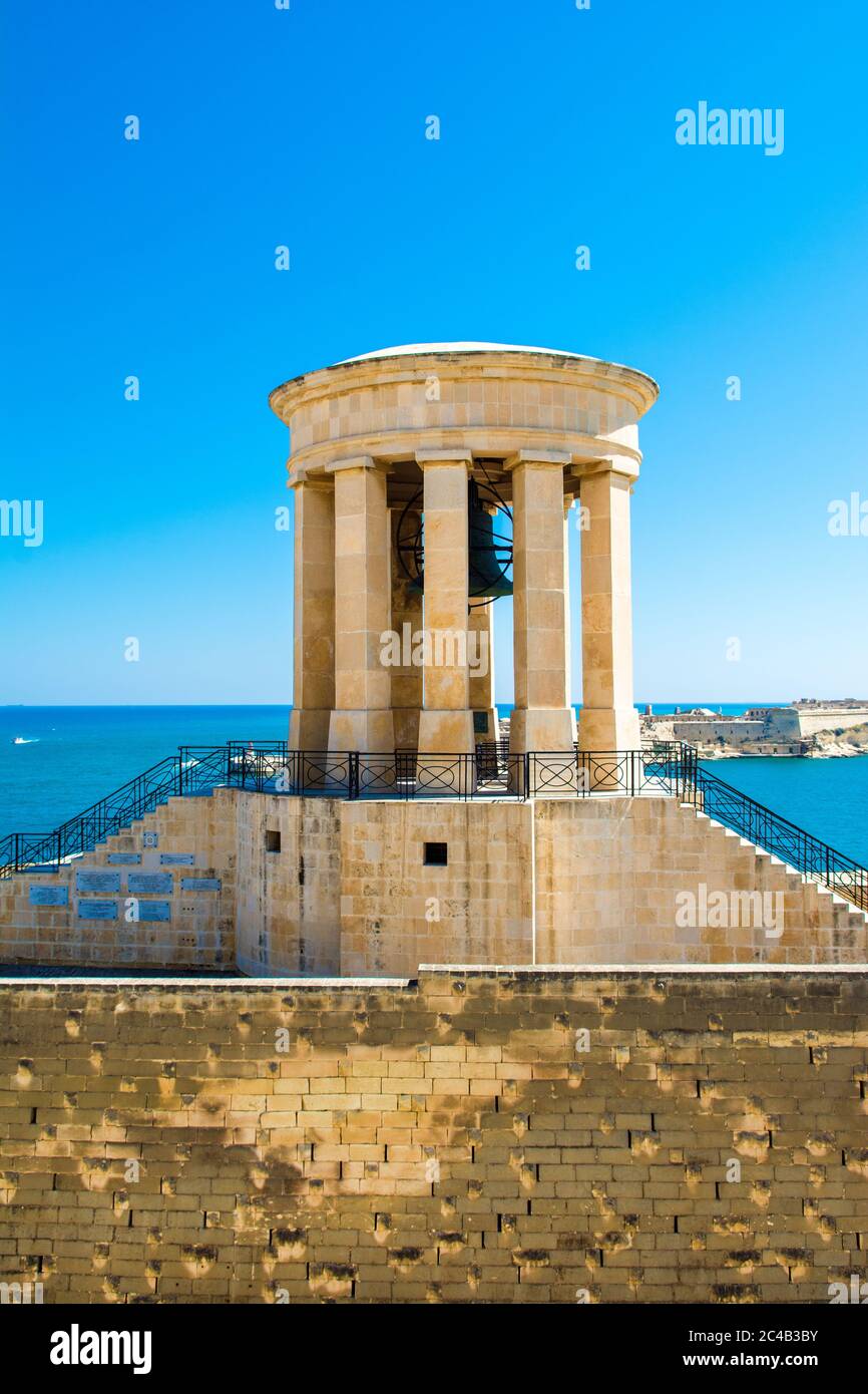 Siege Bell War Memorial on the St. Christopher Bastion, Valetta, Malta ...