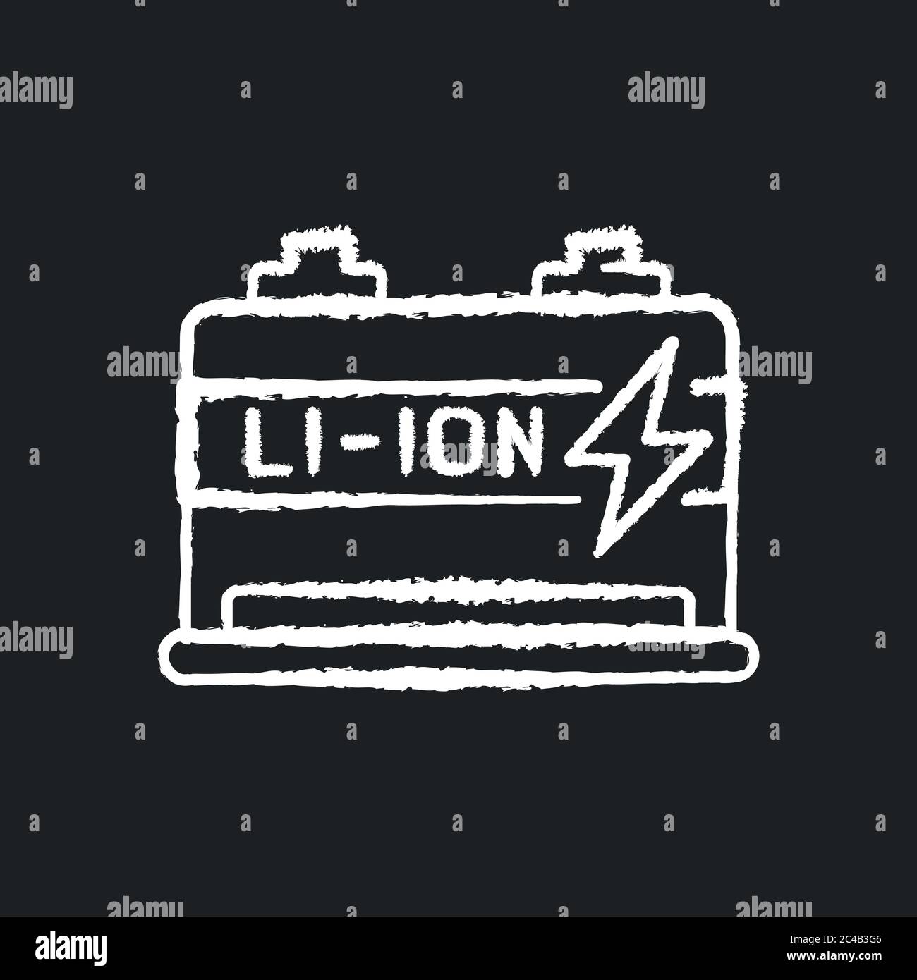 Lithium ion battery chalk white icon on black background Stock Vector ...