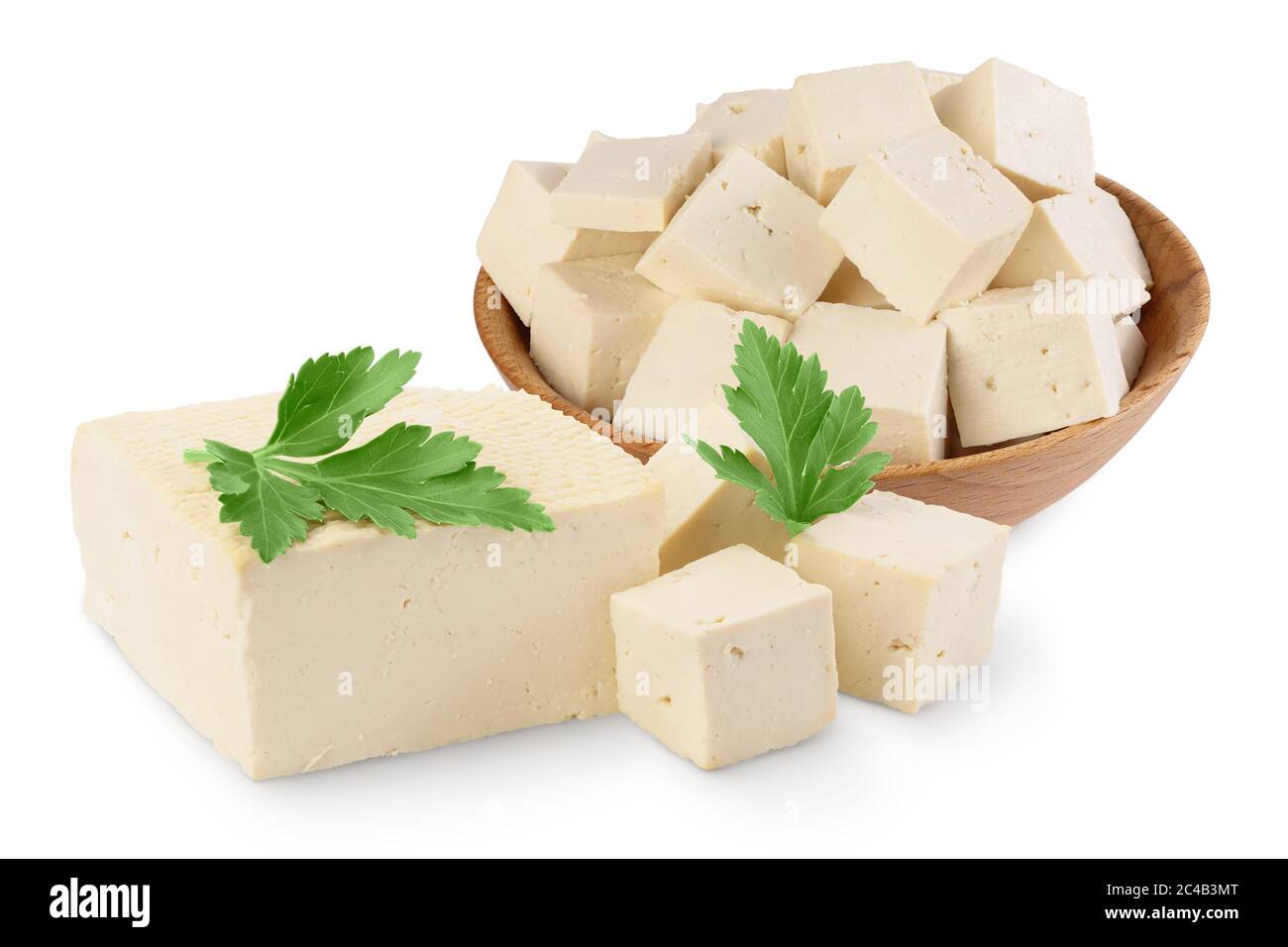 tofu cheese isolated on white background with clipping path and full ...