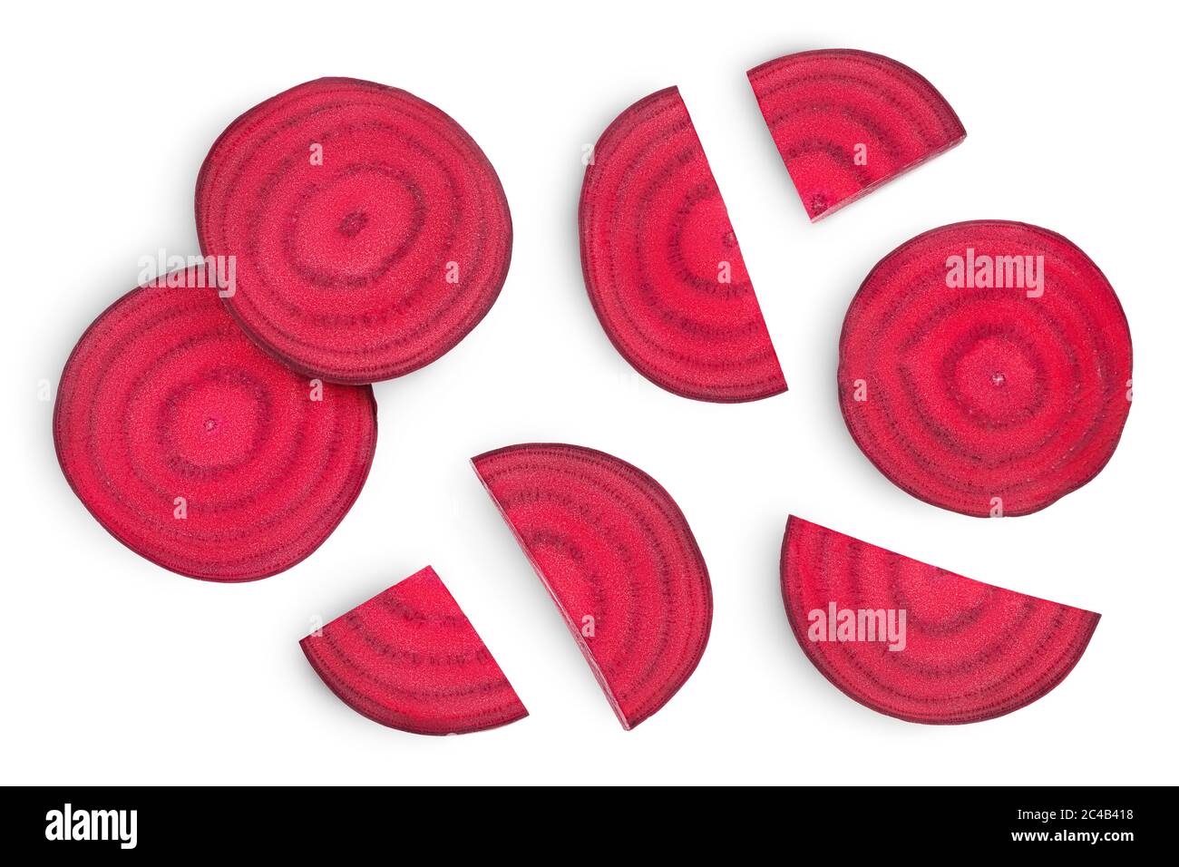 beetroot slices isolated on white background with clipping path and ...