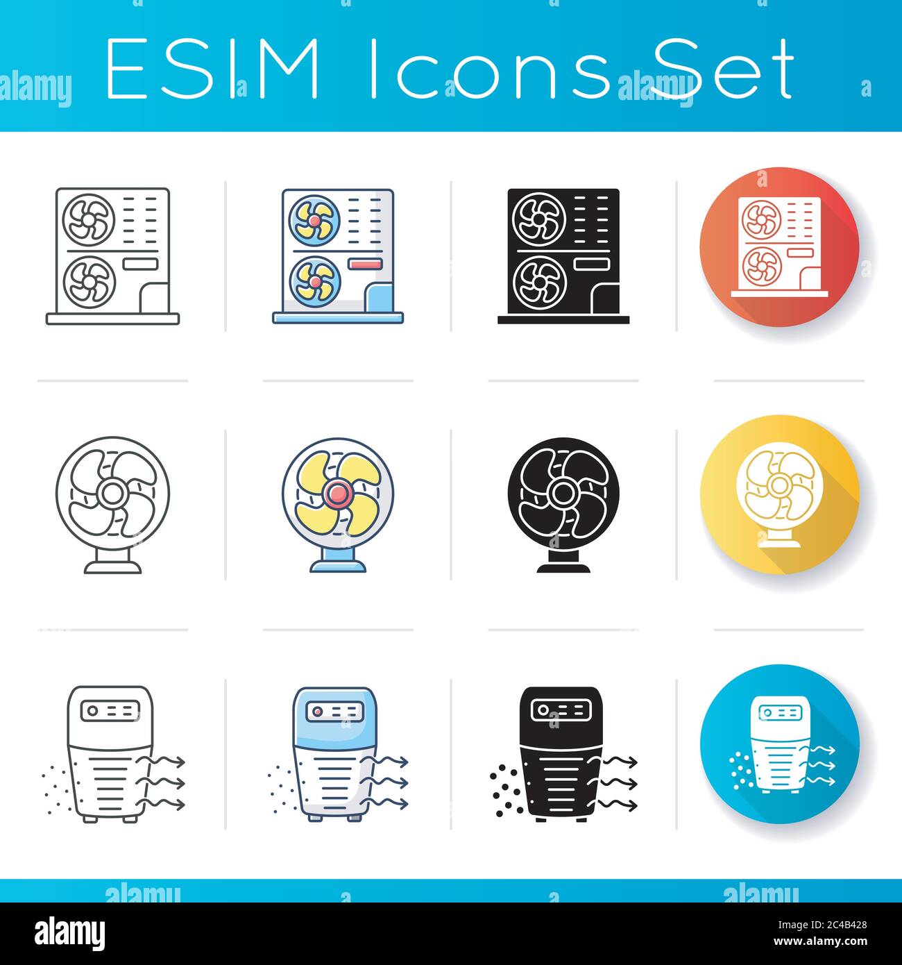 Heating and conditioning icons set Stock Vector Image & Art - Alamy