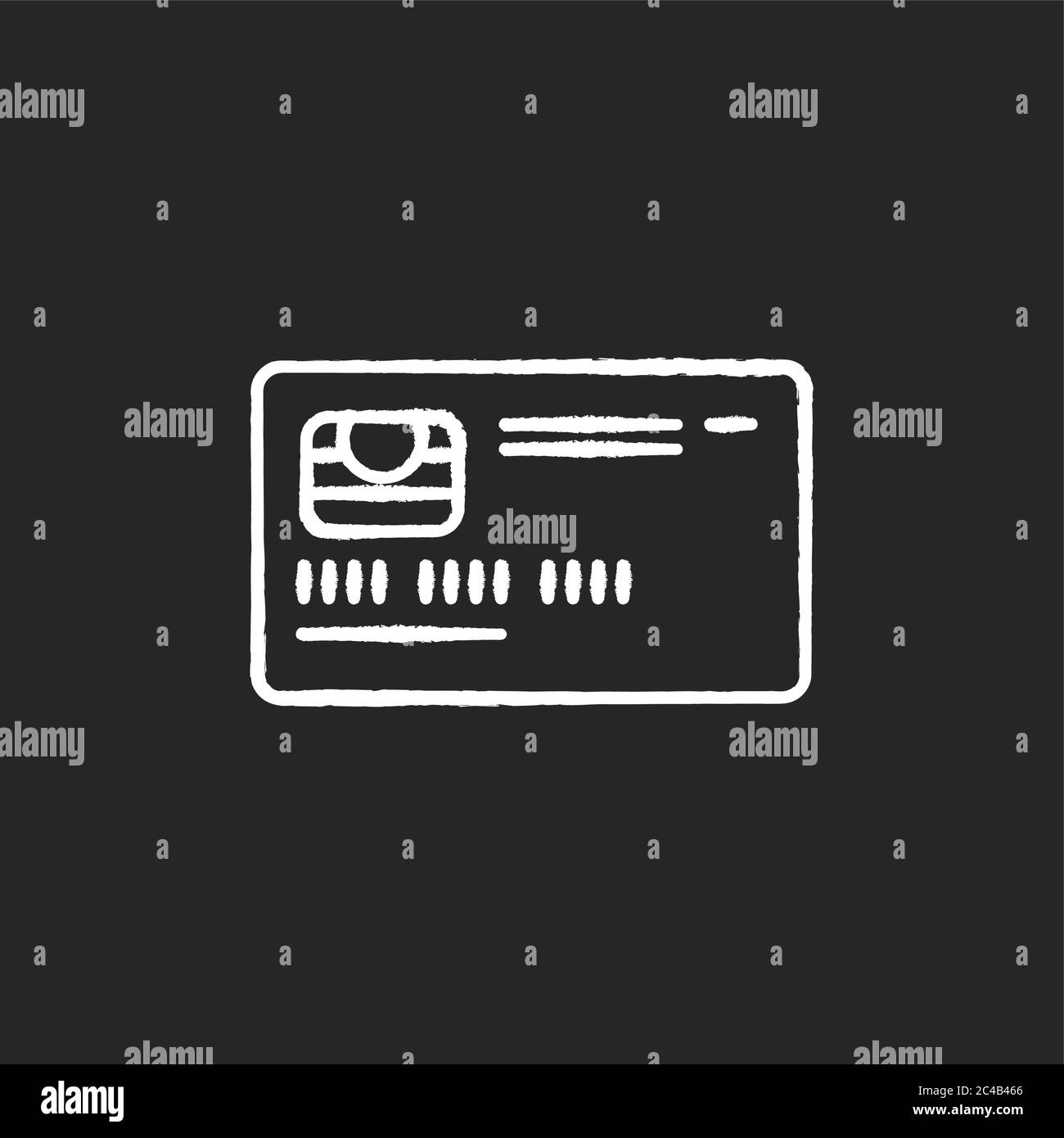 Credit card front chalk white icon on black background Stock Vector ...