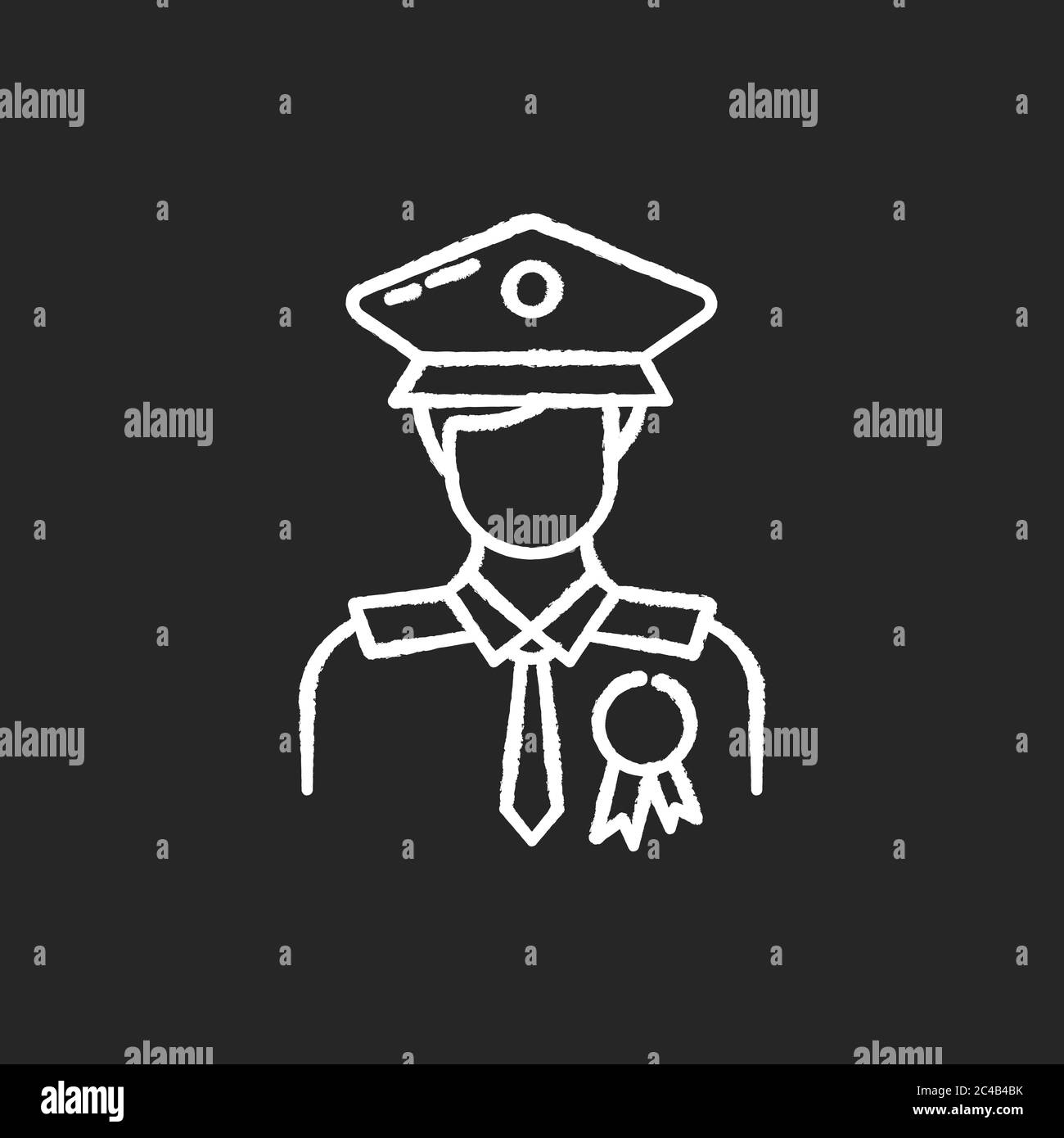 Police officer chalk white icon on black background Stock Vector Image ...