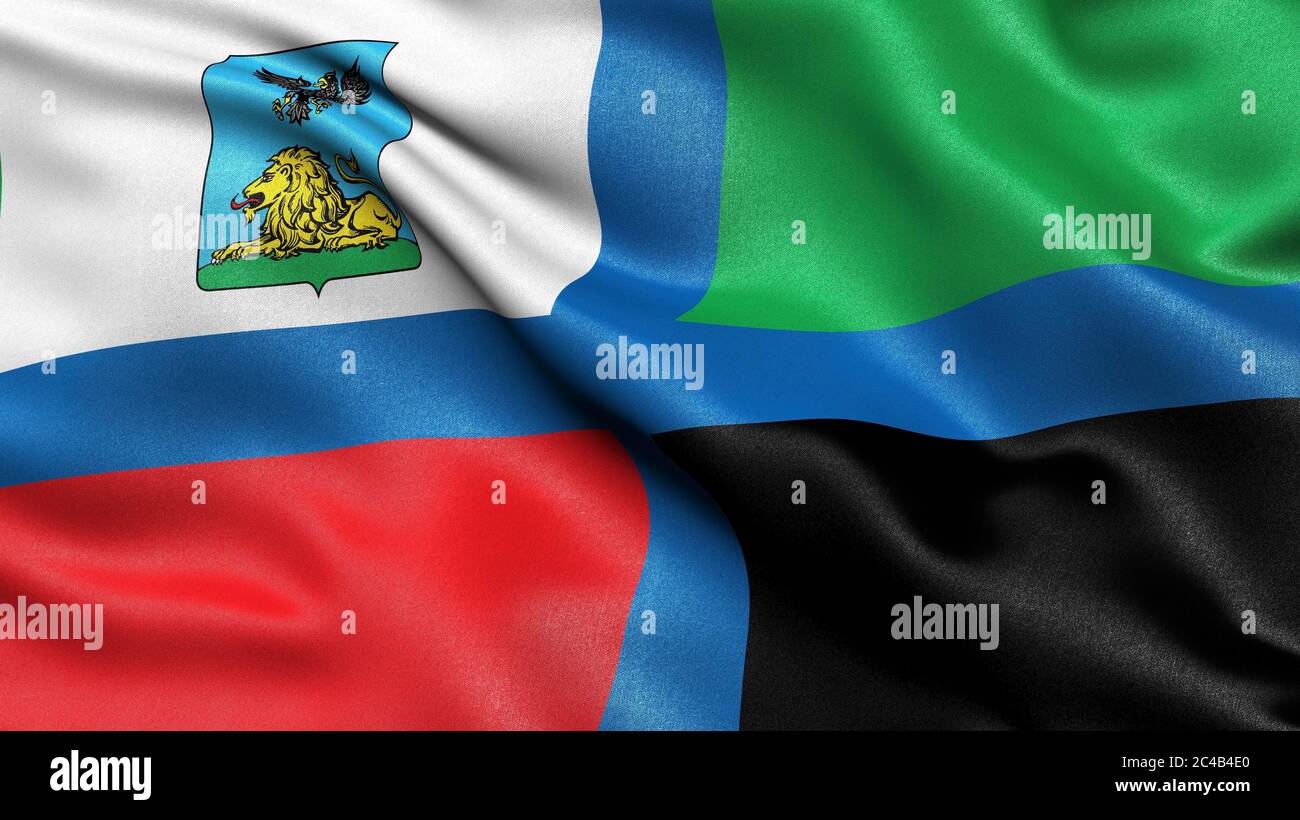 Flag of the Belgorod Administrative District, Russia, 3D illustration ...