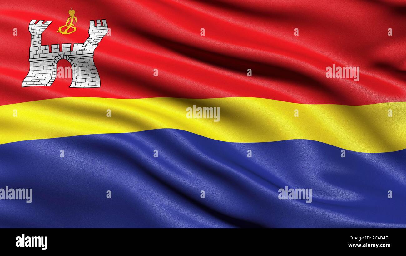 Flag of the Kaliningrad administrative district, Russia, 3D ...