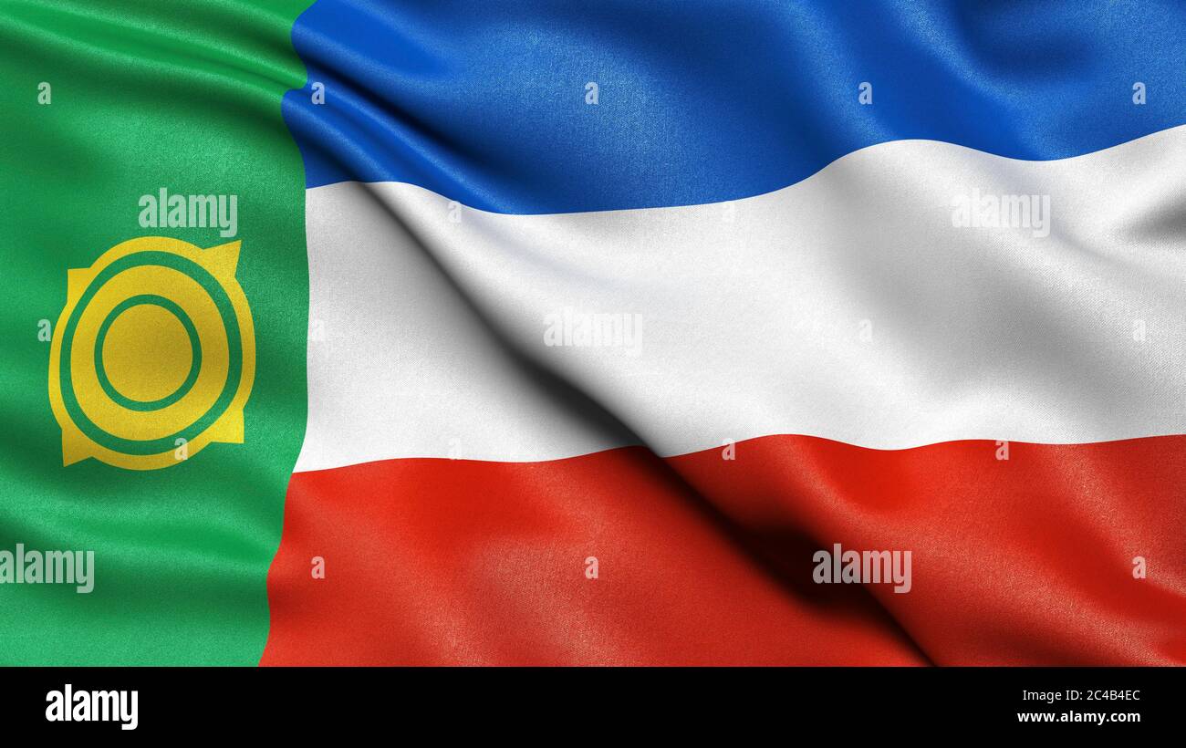 Flag of the Republic of Khakassia, Russia, 3-D illustration Stock Photo ...