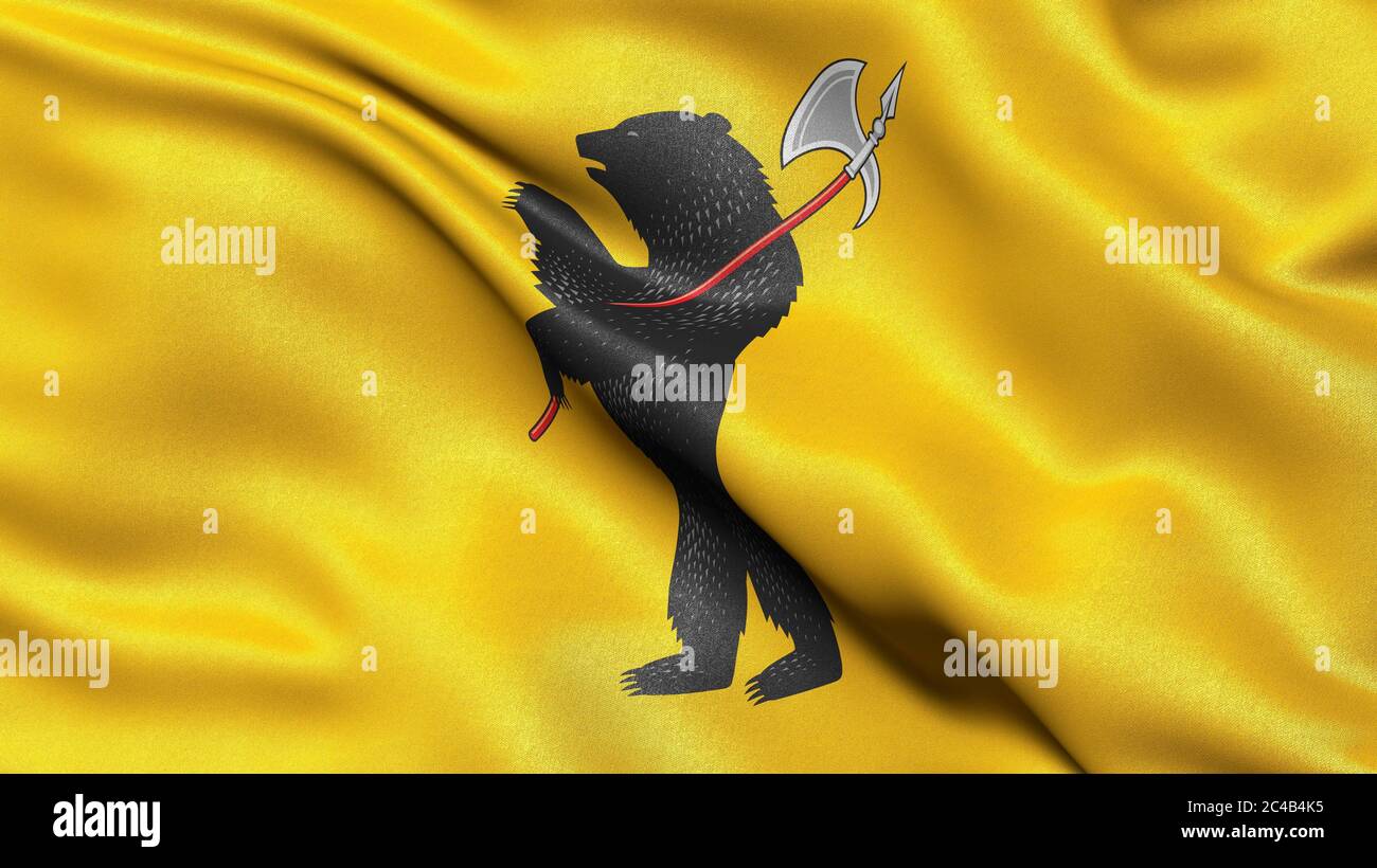 Flag of the Yaroslavl administrative district, Russia, 3D illustration ...