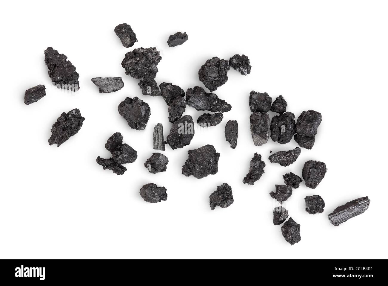 particles of charcoal isolated on white background with clipping path ...