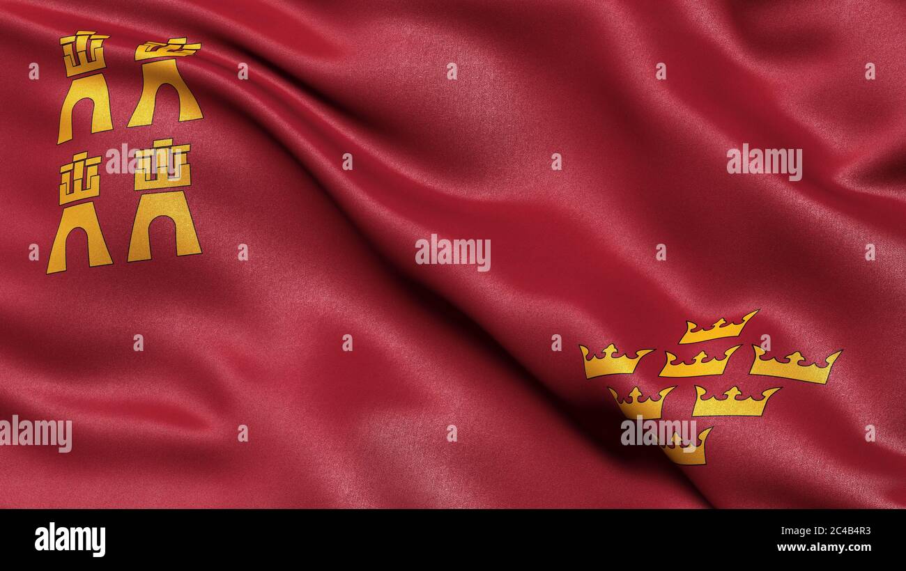 Flag of the Region of Murcia, Spain, 3-D illustration Stock Photo - Alamy