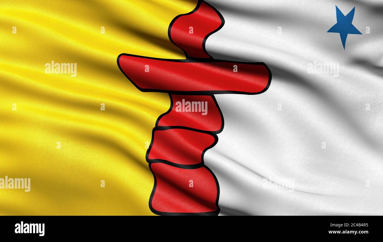 Flag of the territory of Nunavut, Canada, 3-D illustration Stock Photo ...