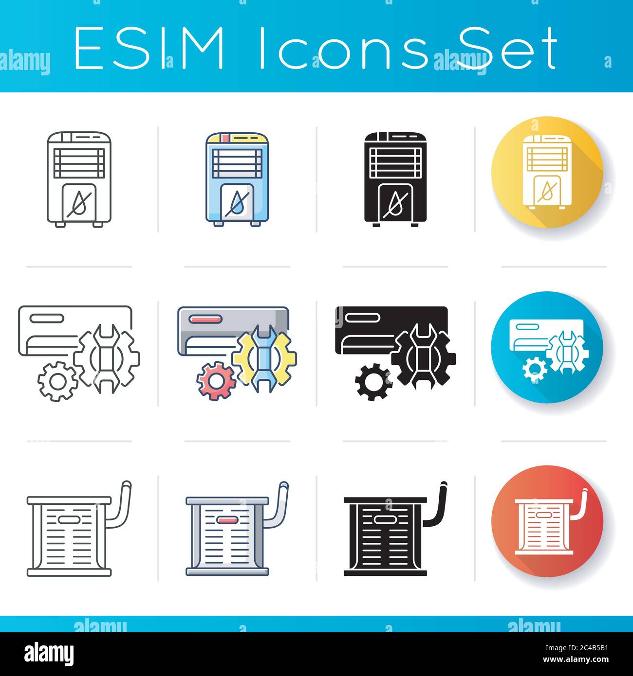 Conditioning systems icons set Stock Vector Image & Art - Alamy