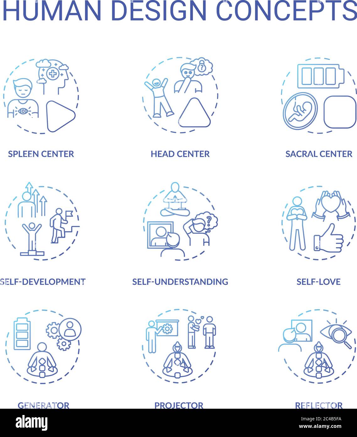 Human Design Blue Gradient Concept Icons Set Stock Vector Image And Art