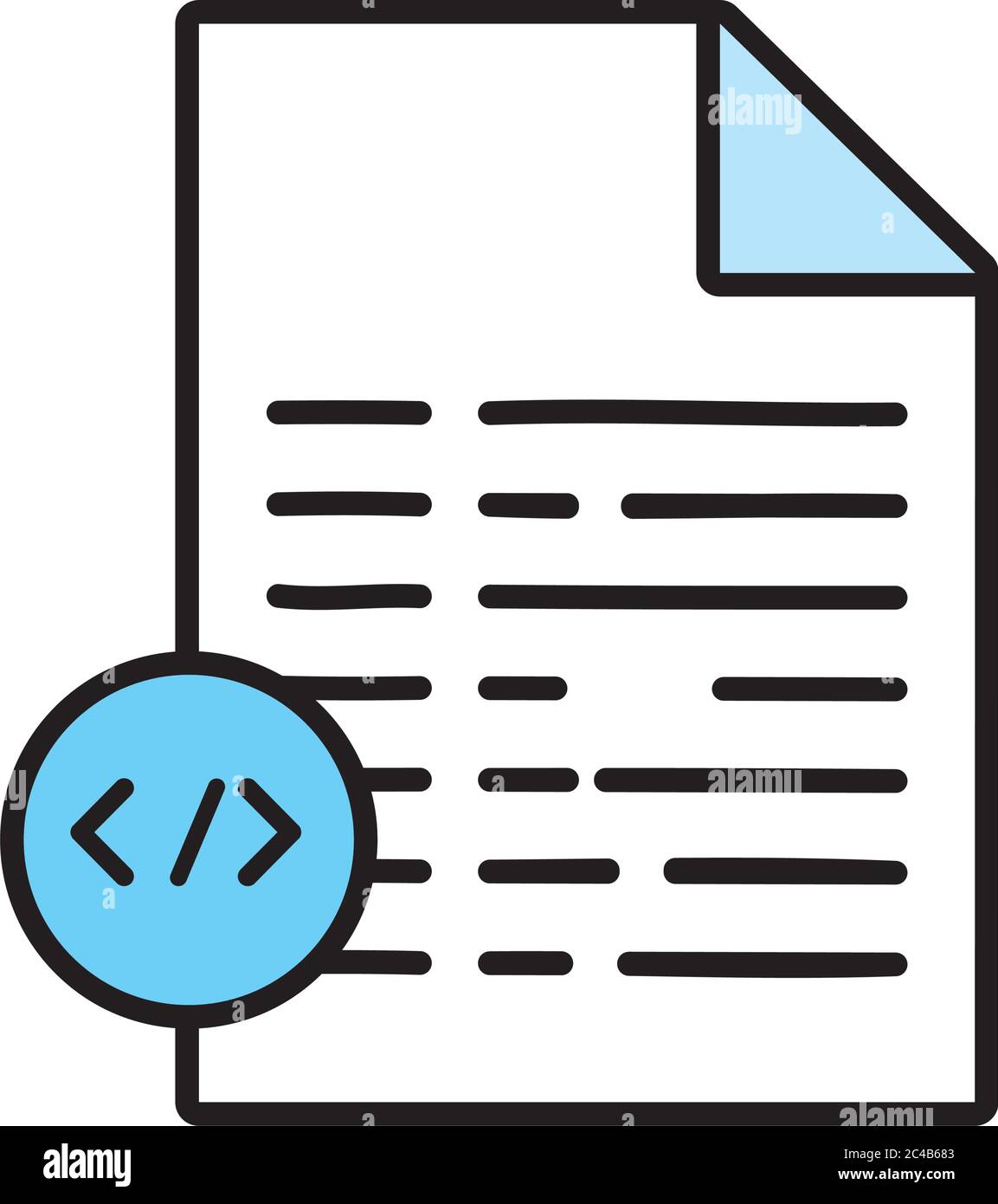 paper document with code line and fill style icon vector illustration ...
