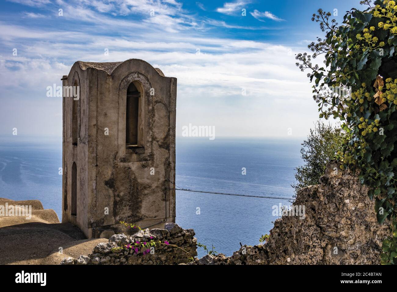 fantastic view of the sea, from an alley of Ravello, in the province of ...