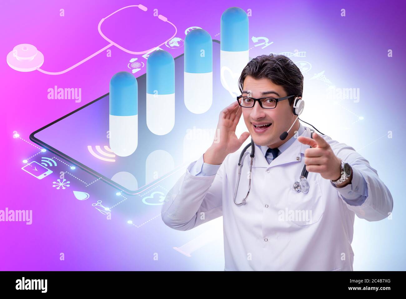 Telemedicine concept with remote treatment and consultation Stock Photo ...