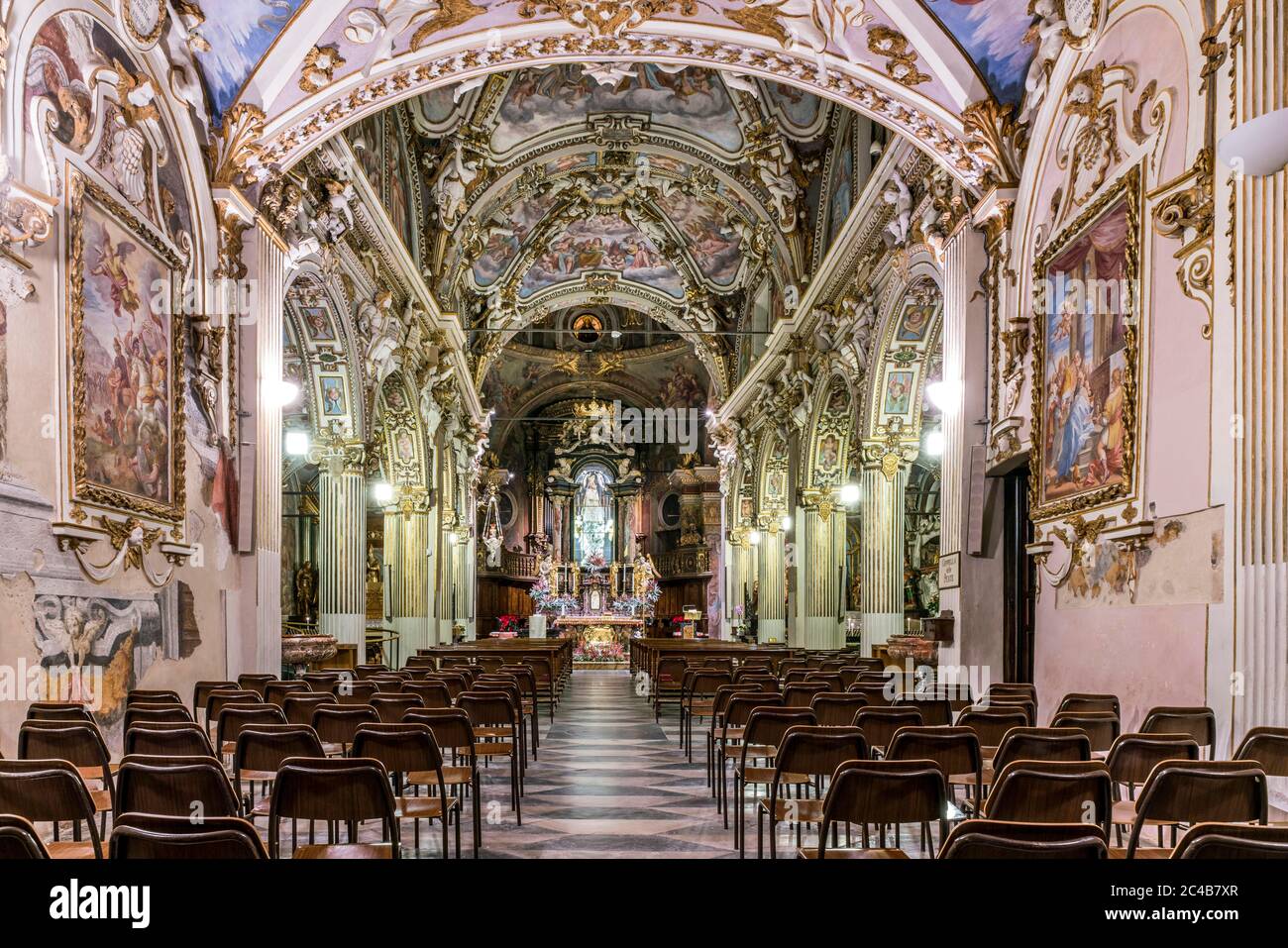 The baroque Sanctuary Santuario Santa Maria del Monte with the black ...