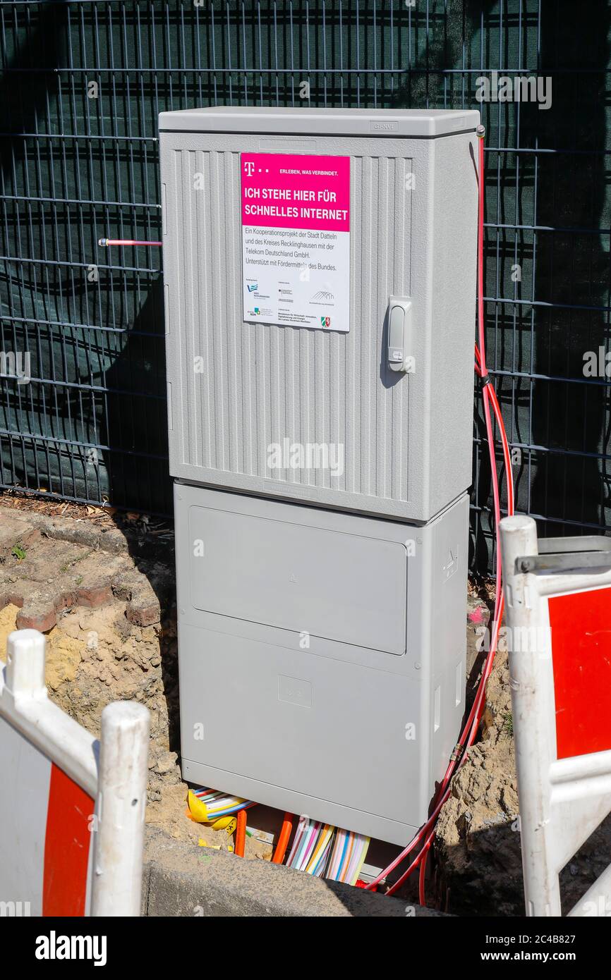 Telekom distribution box for fast Internet, construction site DSL cable ...