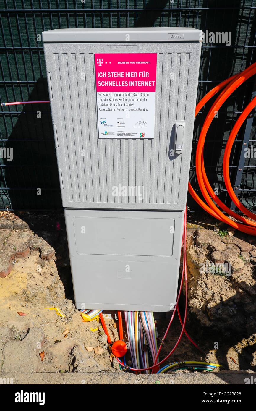 Telekom distribution box for fast Internet, construction site DSL cable ...