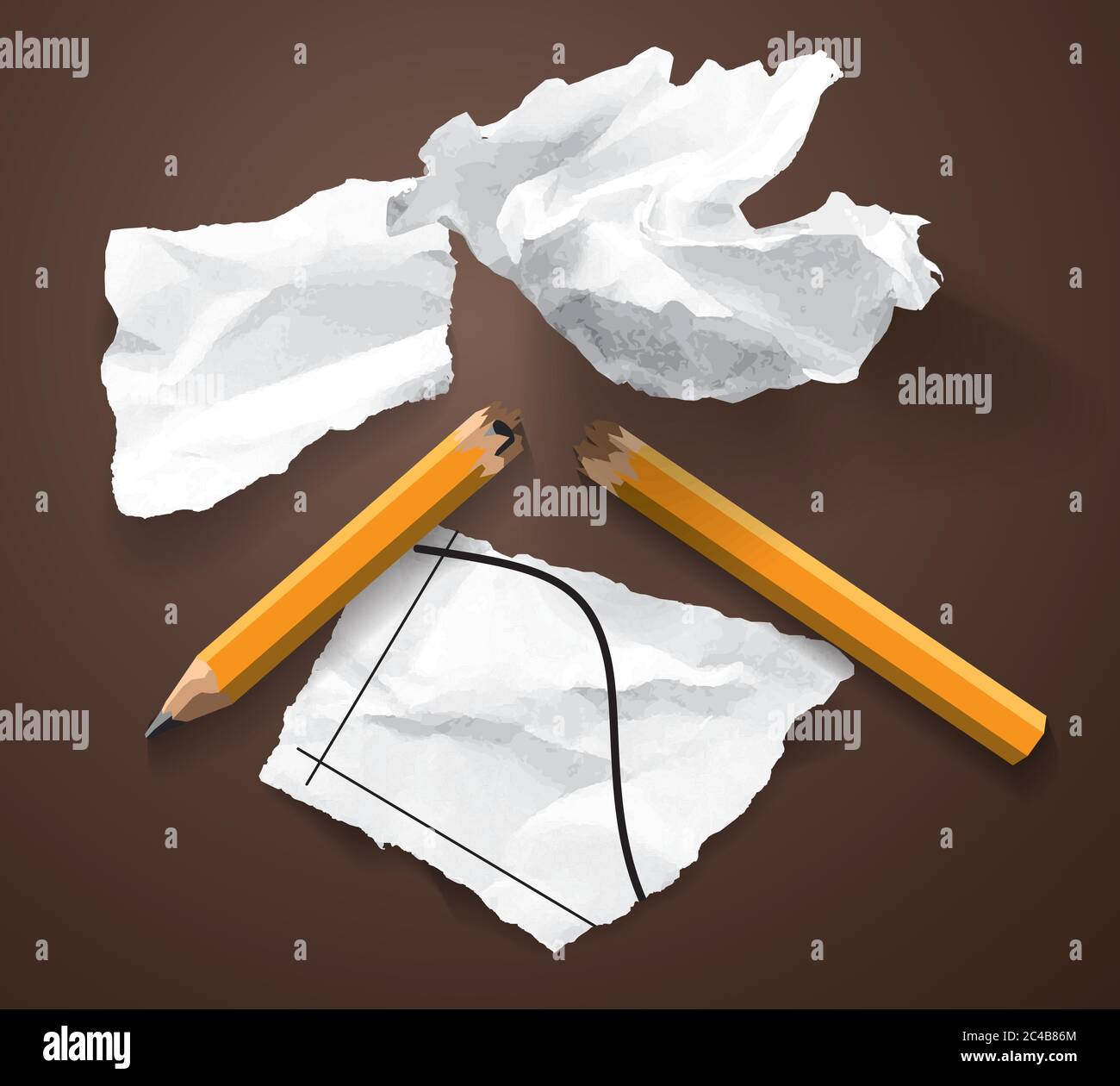 Broken pencil crumpled paper Stock Vector Images - Alamy
