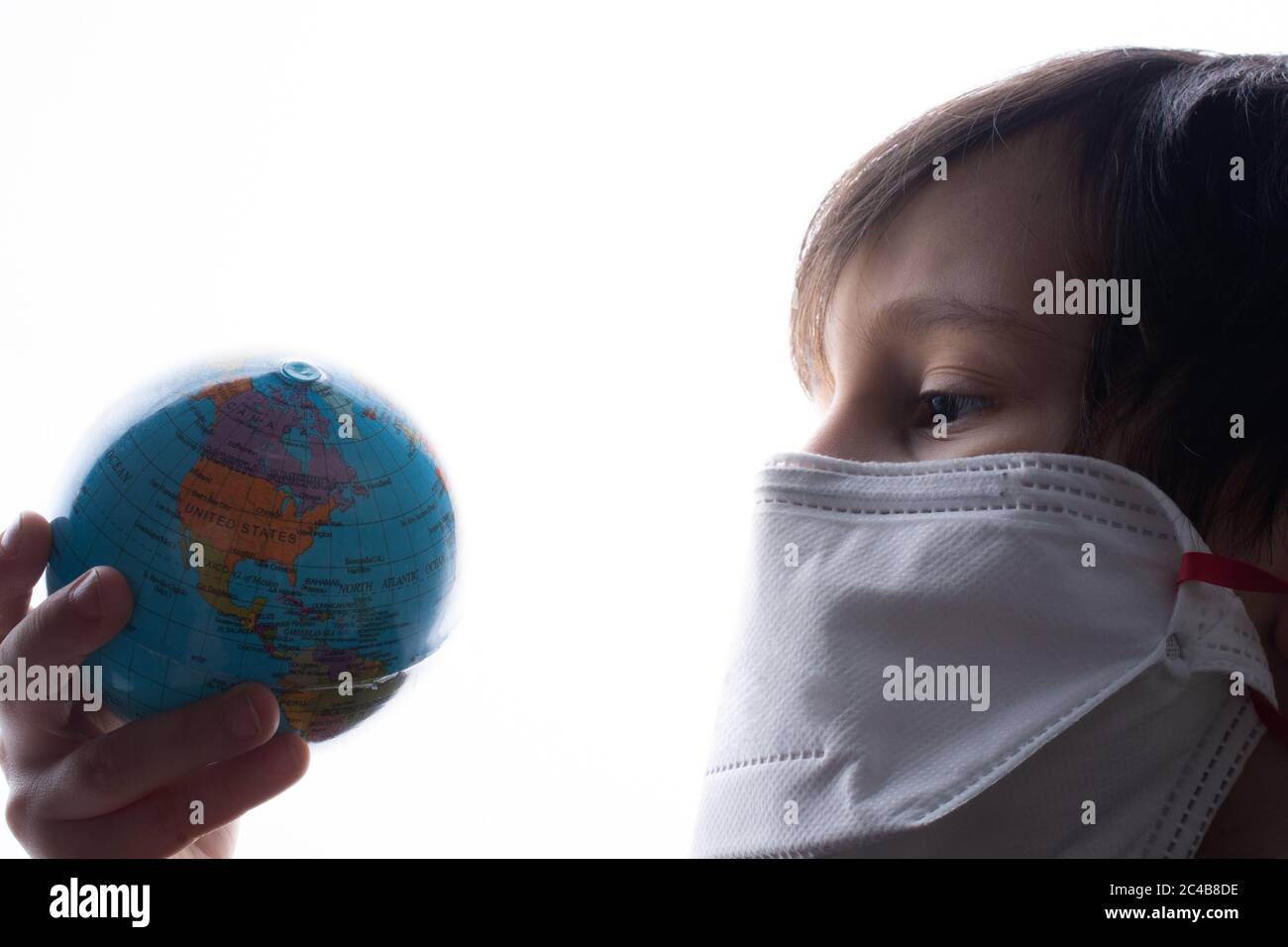 Kid wear health masks to prevent virus and germs. Disease protection ...