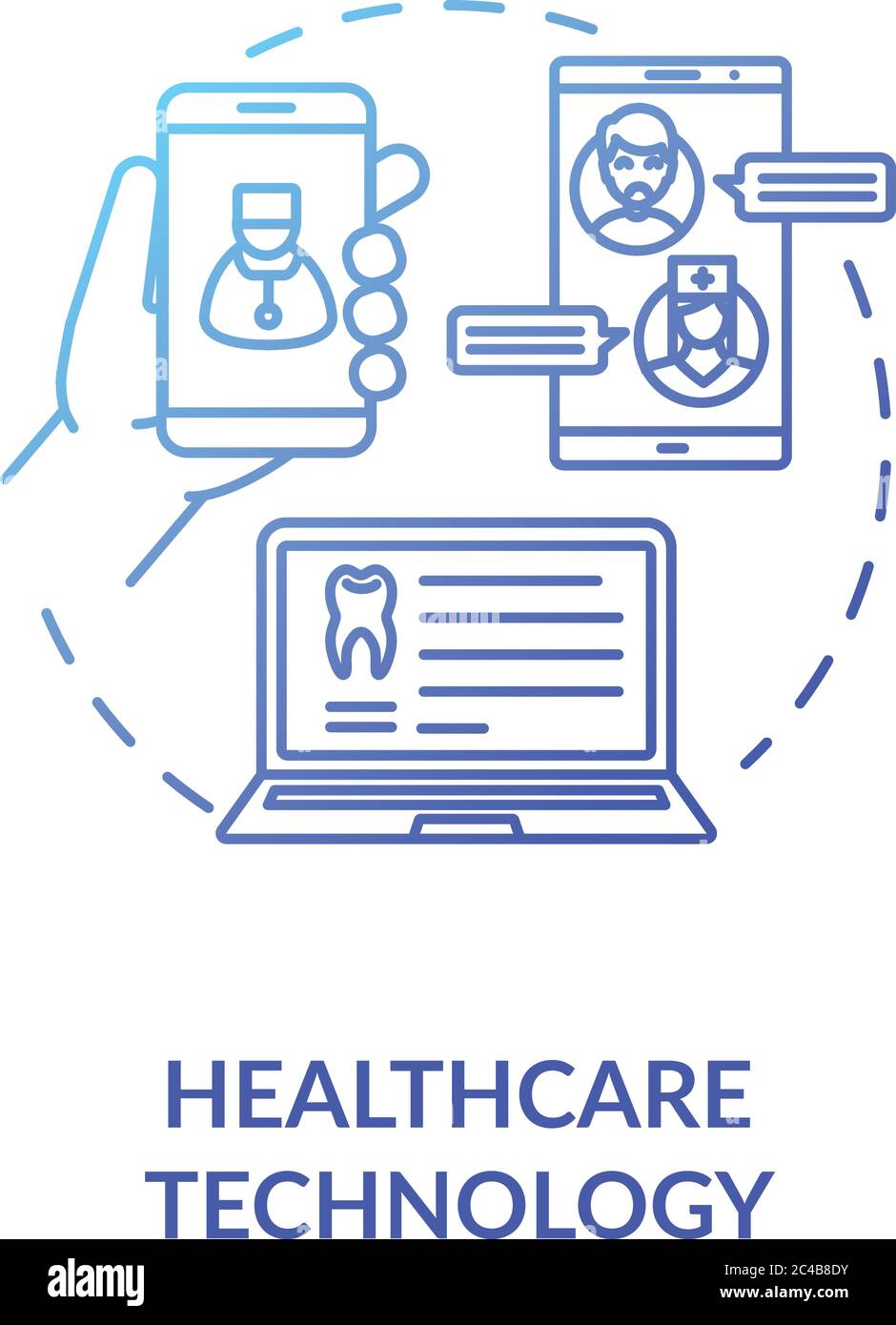 Healthcare technology blue gradient concept icon Stock Vector Image ...