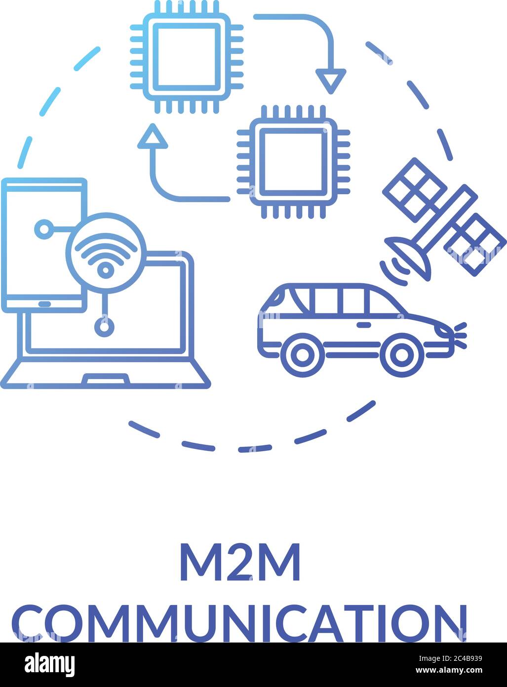 M2M communication blue gradient concept icon. Remote connection for ...
