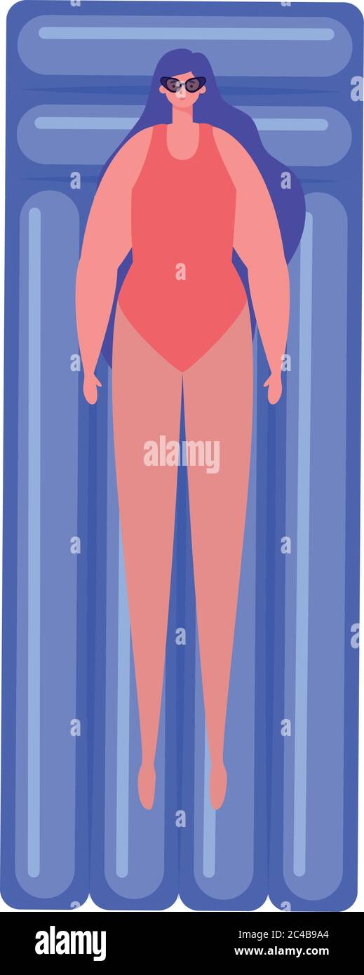 Girl cartoon with swimsuit and glasses on float design, Summer vacation ...