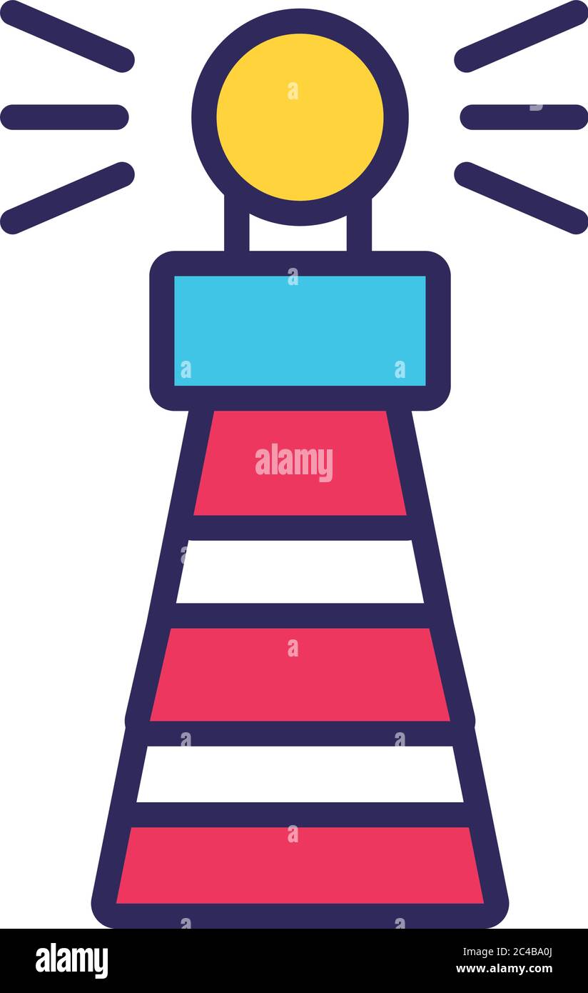 lighthouse sea signal line and fill style vector illustration design ...
