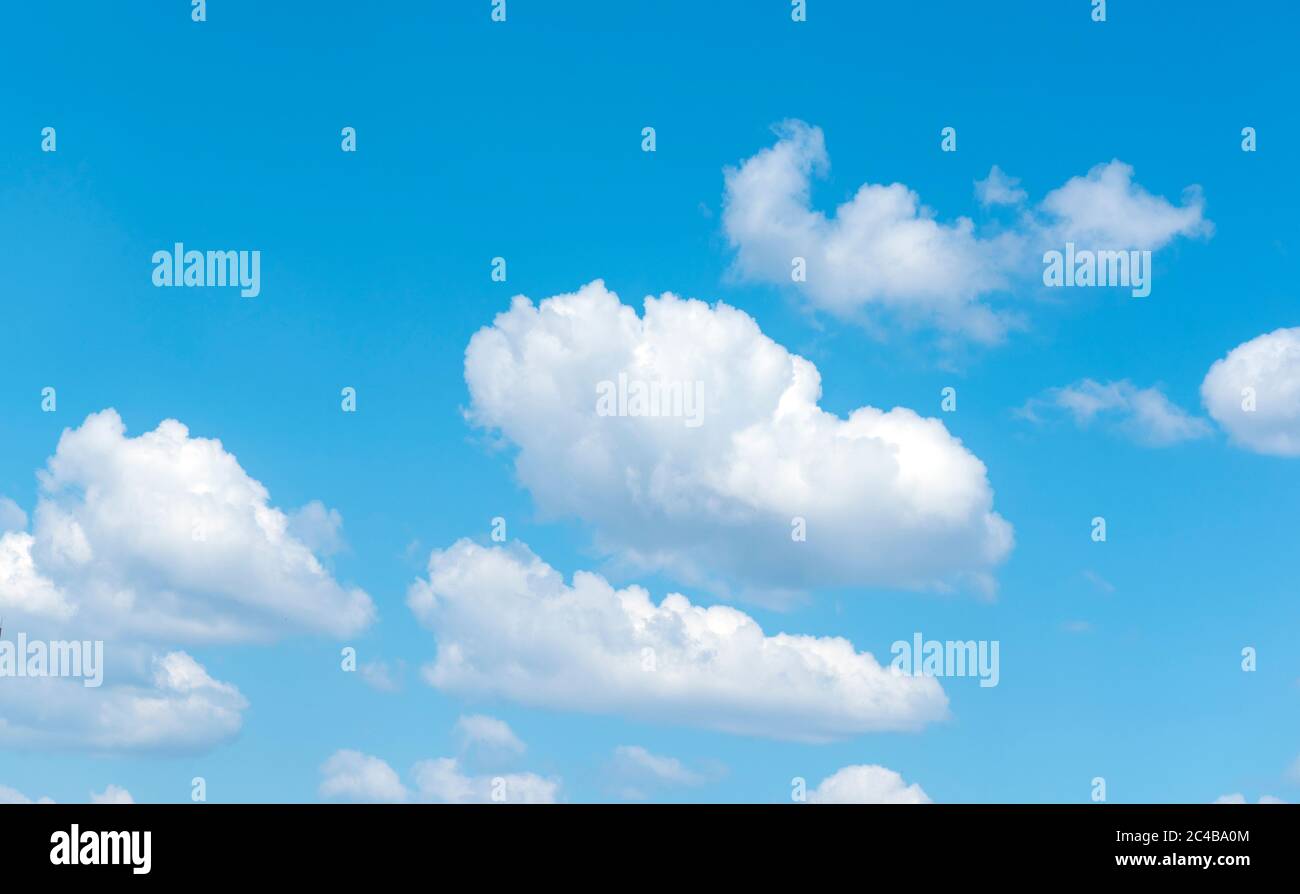 Beautiful clear blue sky cumulus white clouds hi-res stock photography ...